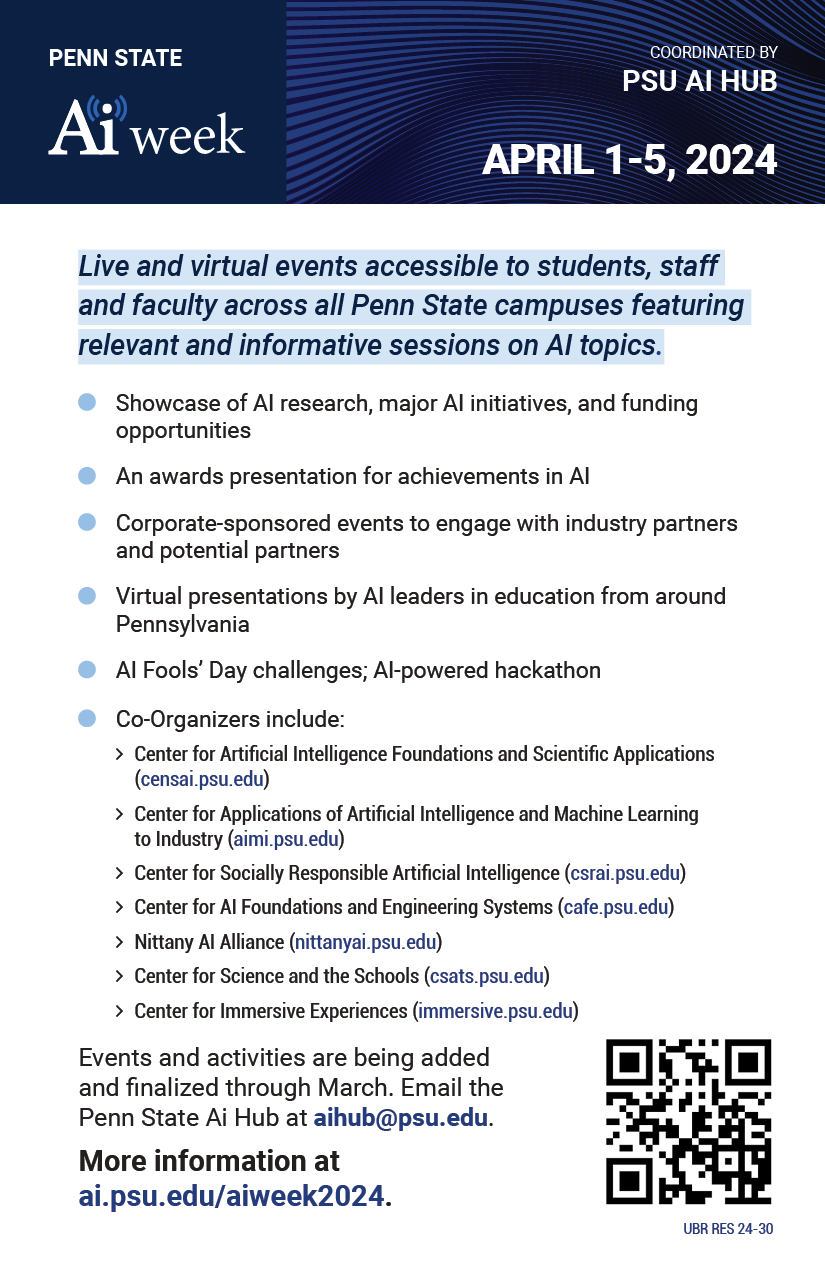 Mark your calendar for Penn State AI Week events - Official Site of the ...